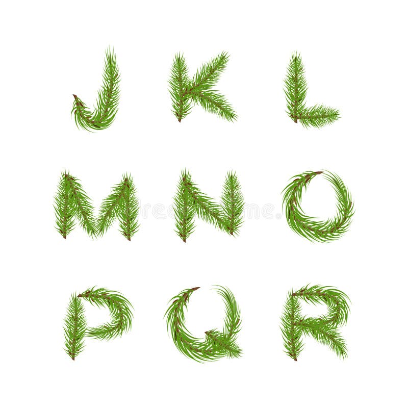 Spruce Branches in the Form of Letters Stock Vector - Illustration of ...