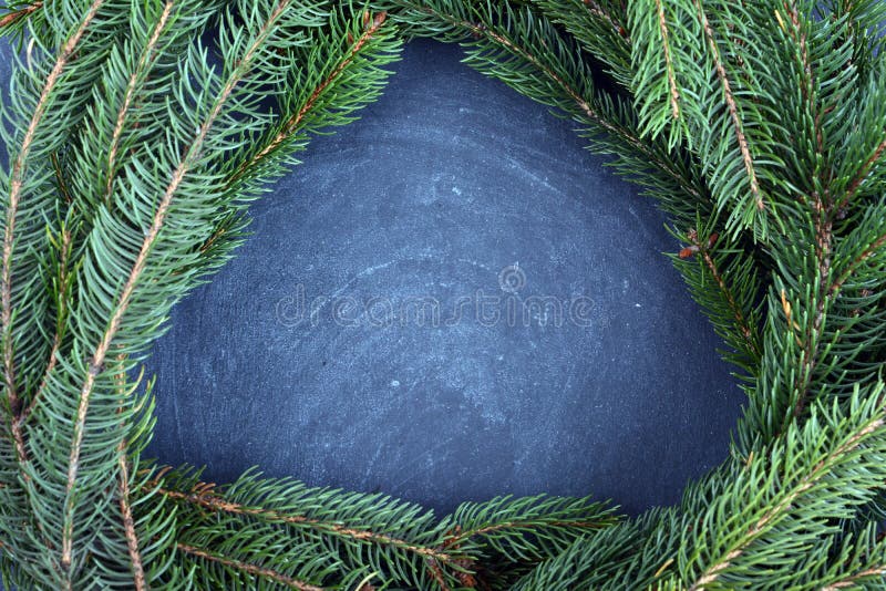 Chalkboard with Christmas Decoration, Copy Space Stock Photo - Image of ...