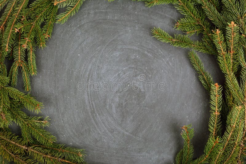 Chalkboard with Christmas Decoration, Copy Space Stock Photo - Image of ...