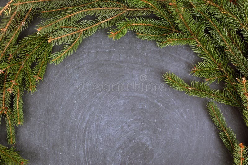 Chalkboard with Christmas Decoration, Copy Space Stock Photo - Image of ...