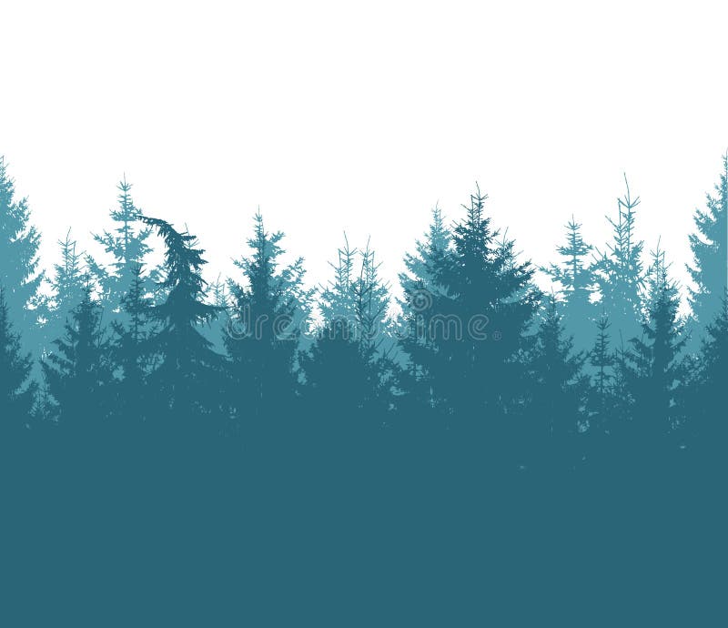 Forest Blue Silhouette . Tree Silhouette Panorama. Vector Illustration ...