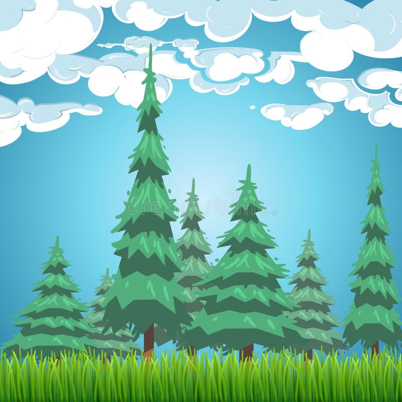 Spruce Forest Nature Landscape Stock Vector - Illustration of bookmark ...