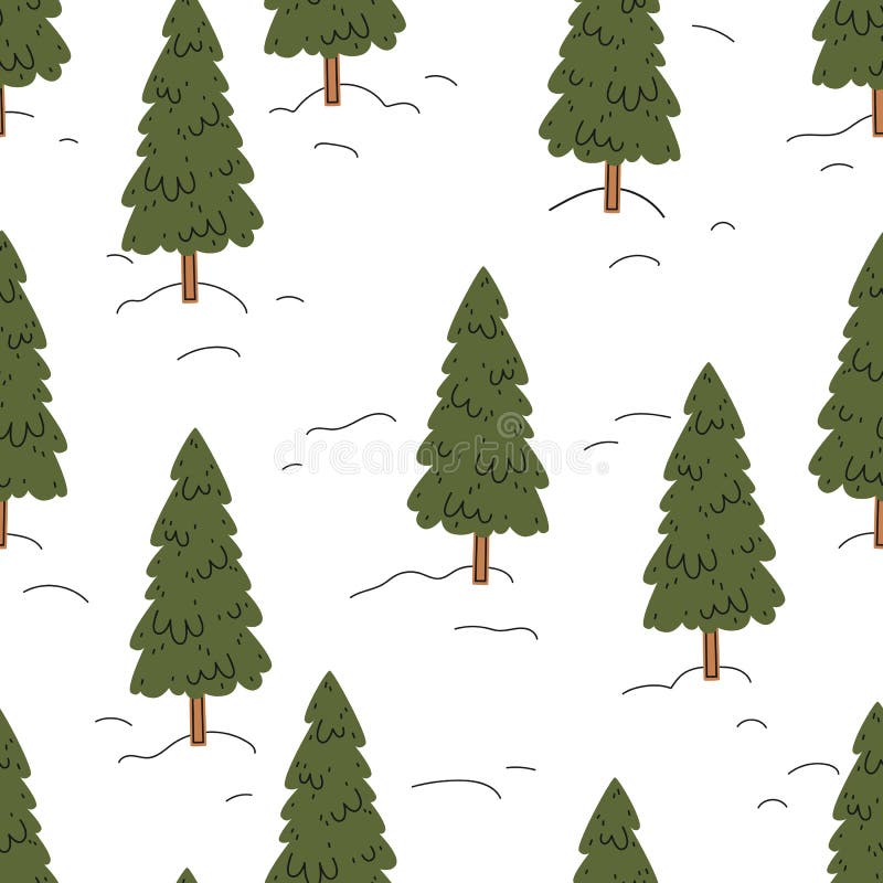 Spruce Forest in Winter. Vector Seamless Pattern Stock Vector ...