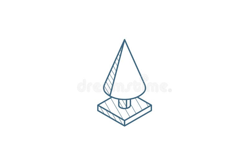 Tree Isometric Icon. 3d Line Art Technical Drawing. Editable Stroke ...