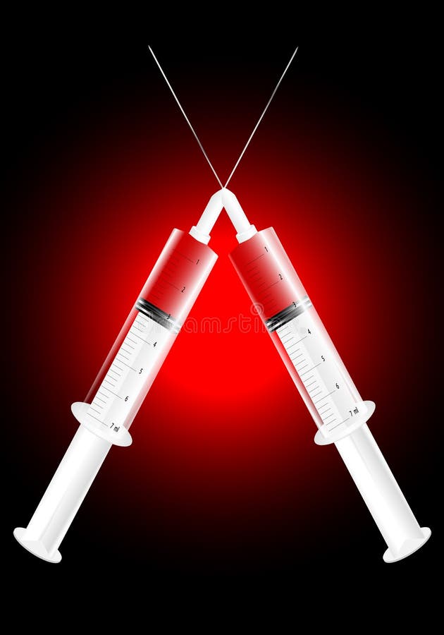 Twee Spuiten Kruisen De Grote Injectiespuit Voor Griepvaccinatie In De ...