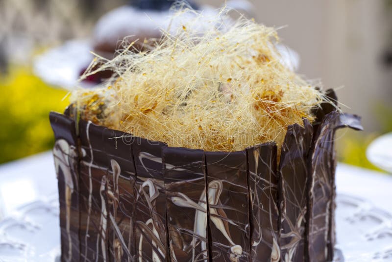 Spun sugar chocolate cake stock photo. Image of dark - 20839548