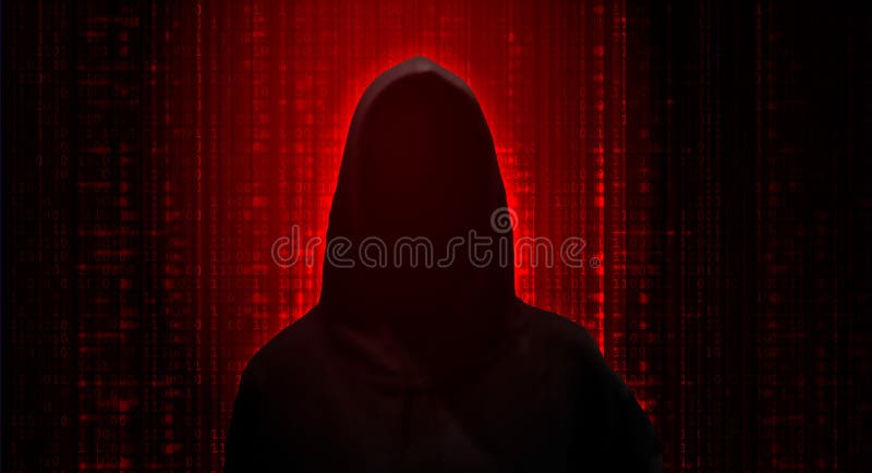 Spy Agent, Hacker. Mysterious Man on Dark Red Background Stock Vector ...