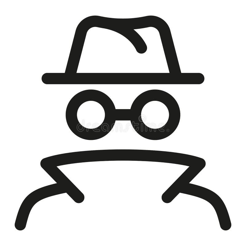 Spy Agent Searching Outline Icon. Anonymous or Incognito Vector ...