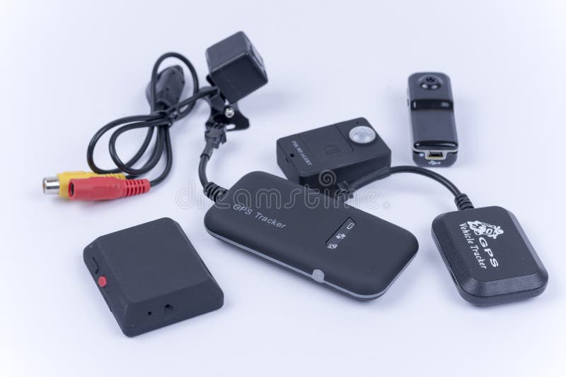 Spy Bugs and Hidden Camera Over White Stock Photo - Image of smart ...