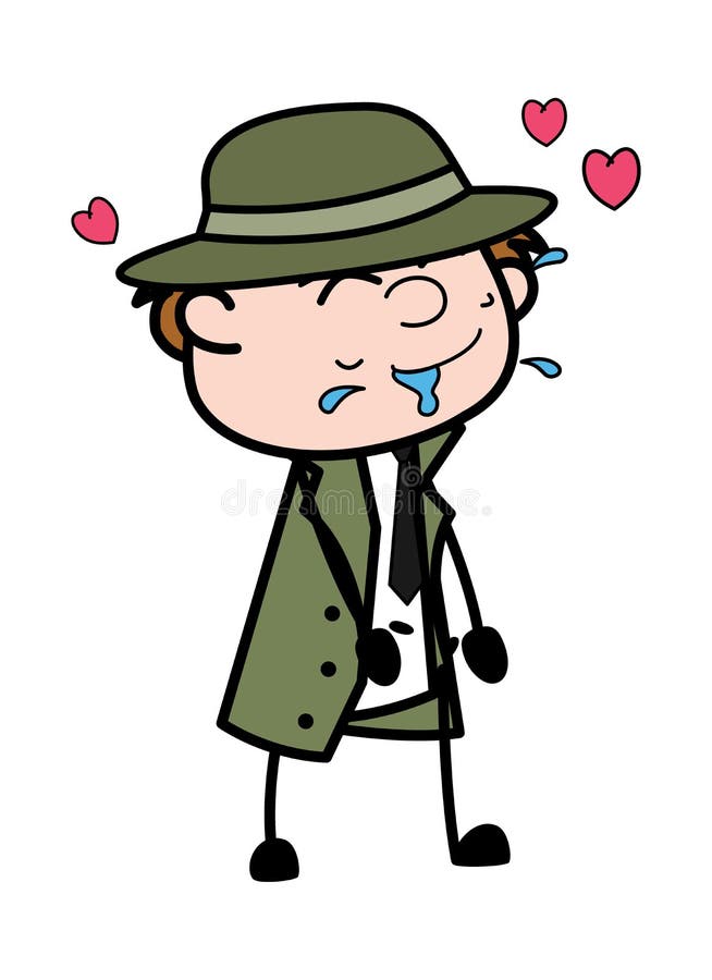 Spy Cartoon Drooling in Love Stock Illustration - Illustration of ...