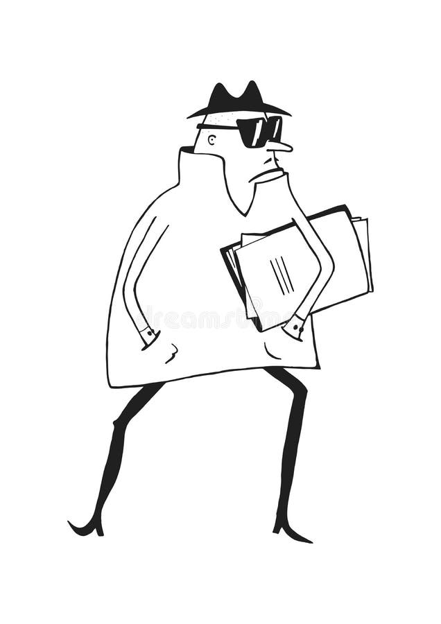 Cartoon spy. stock vector. Illustration of glasses, mysterious - 139844654