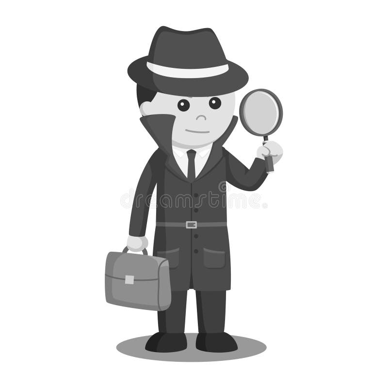 Spy Character Profession Design Vector Black and White Stock Vector ...