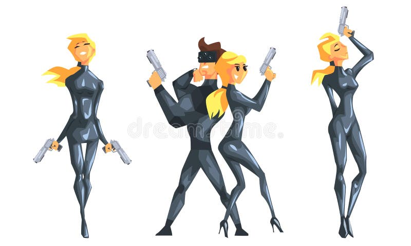Female Secret Agent Or Private Detective Stock Vector Illustration Of