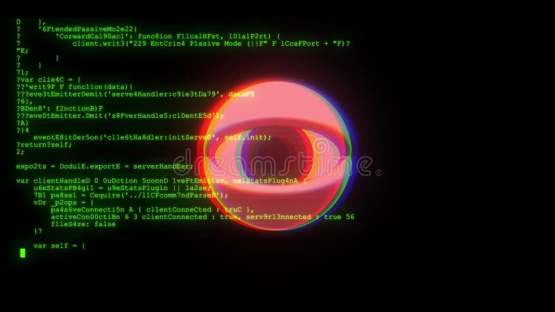 Spy Hacker Wathing Eye With Encrypted Fast Long Scrolling Programming Security Hacking Code Data