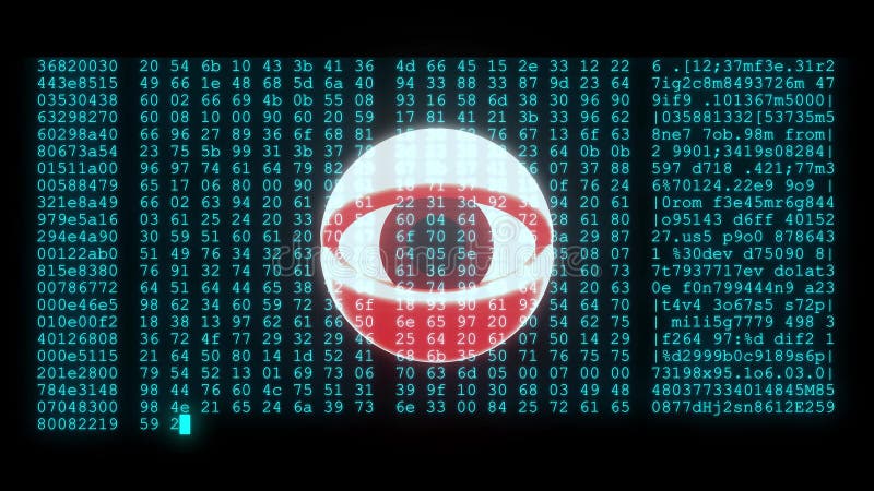 Spy Hacker Wathing Eye With Encrypted Programming Security Hacking Code