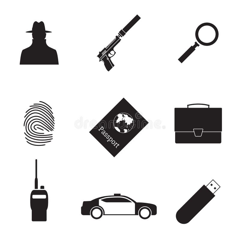 Spy icons stock illustration. Illustration of detective - 98665539
