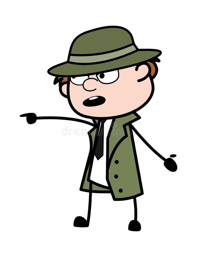 Spy Pointing Finger Cartoon Stock Illustration - Illustration of police ...