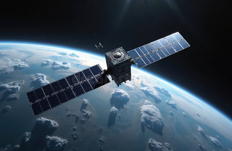 Spy Satellite Orbits Earth in Outer Space, Capturing High-resolution ...