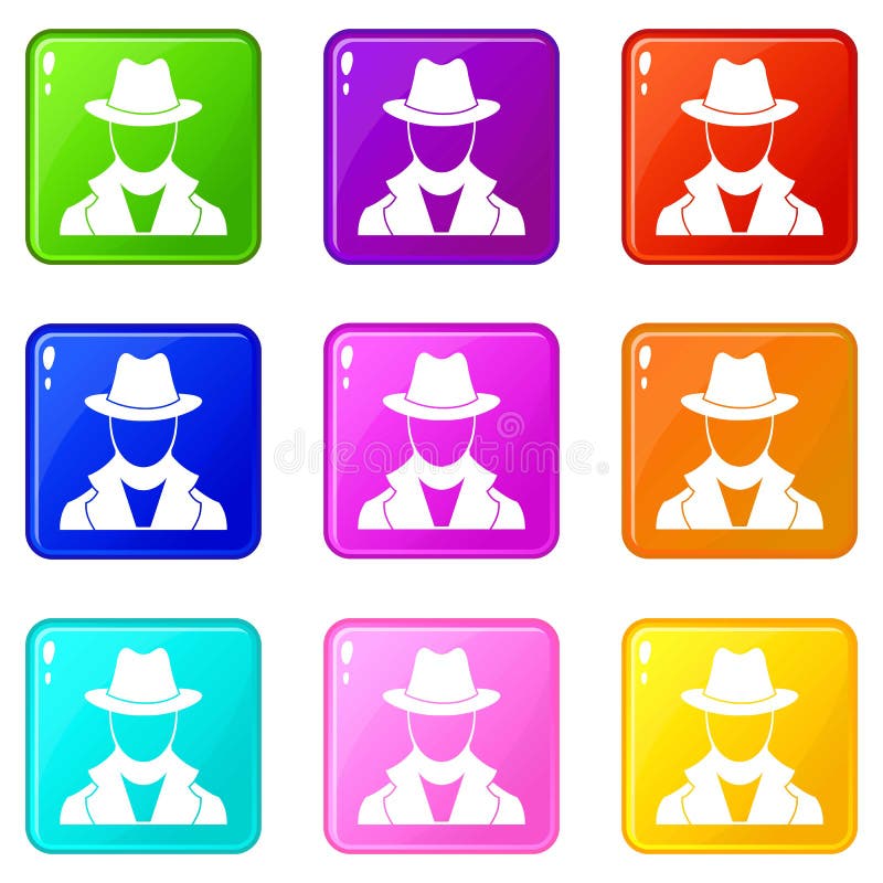 Spy set 9 stock vector. Illustration of agent, looking - 96502447