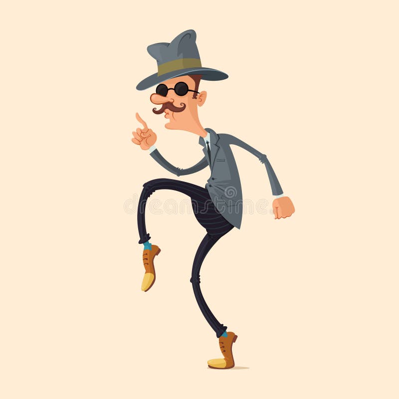 Spy sneaking on tiptoe stock vector. Illustration of male - 86695663