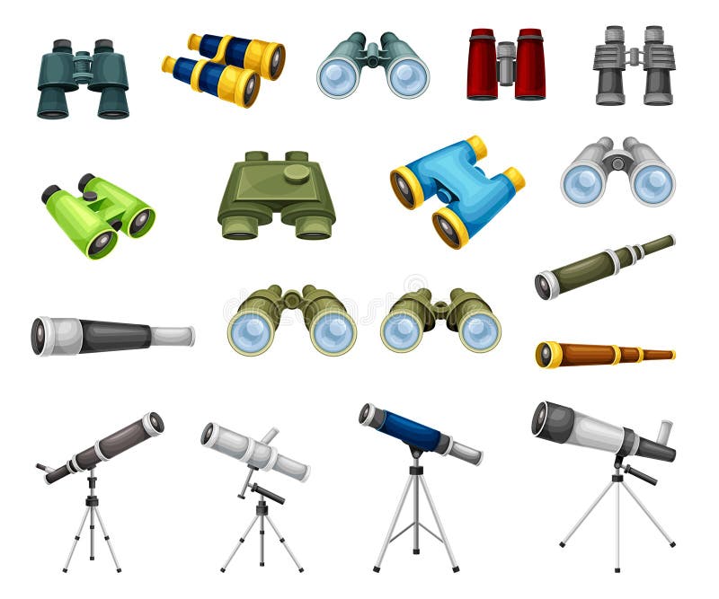 Spyglass, Telescope and Binoculars for Distant Object Observing Vector ...