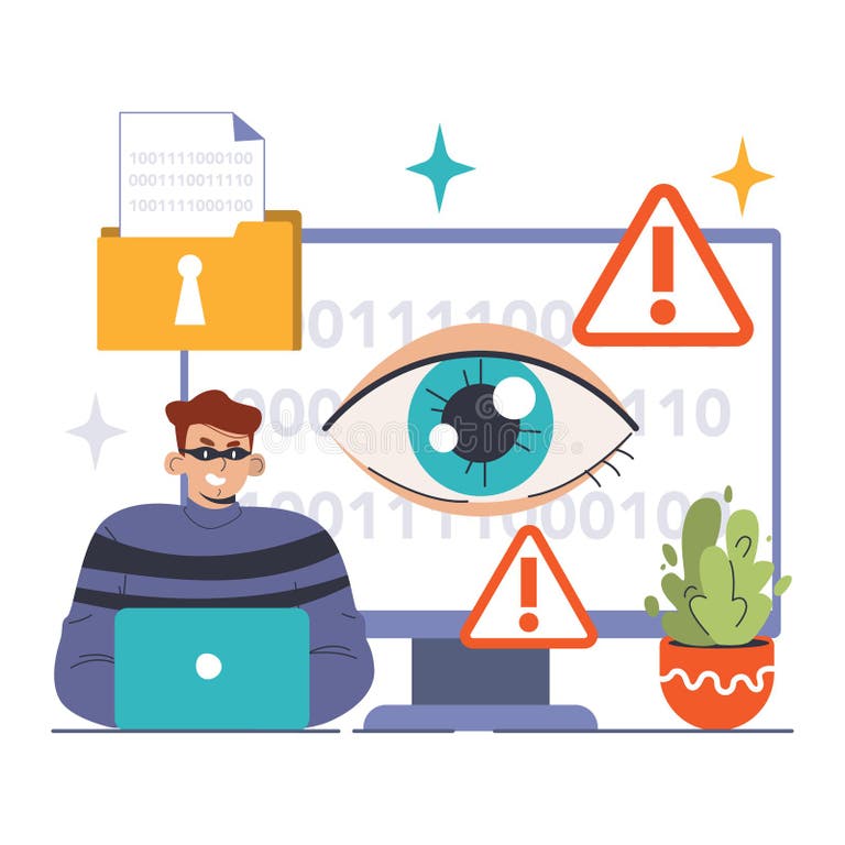 Spyware Threat Concept. Flat Vector Illustration. Stock Vector ...