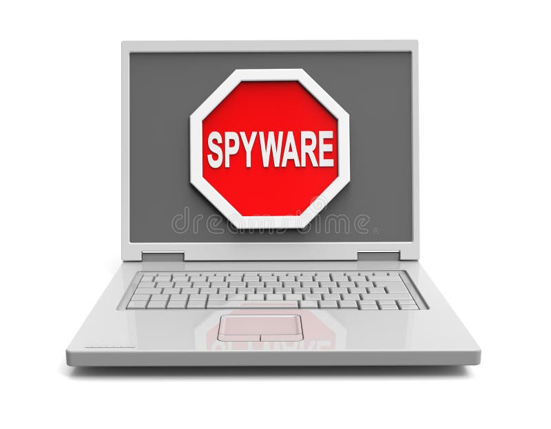 Spyware Warning Sign on Laptop Screen. Stock Illustration ...