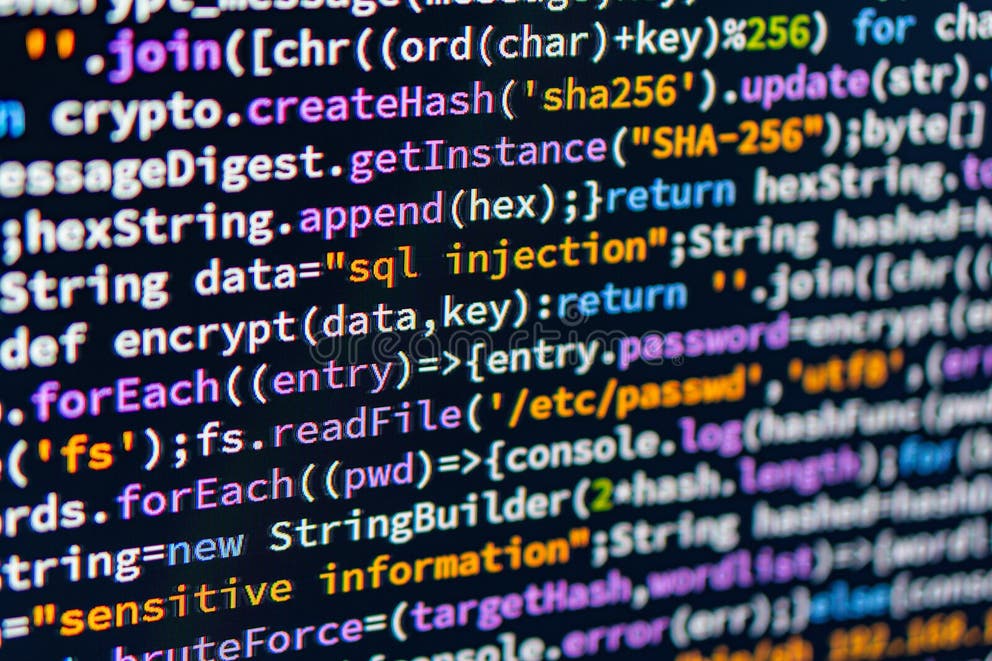 SQL Injection. Close-up of Hands Typing on a Computer Keyboard with ...