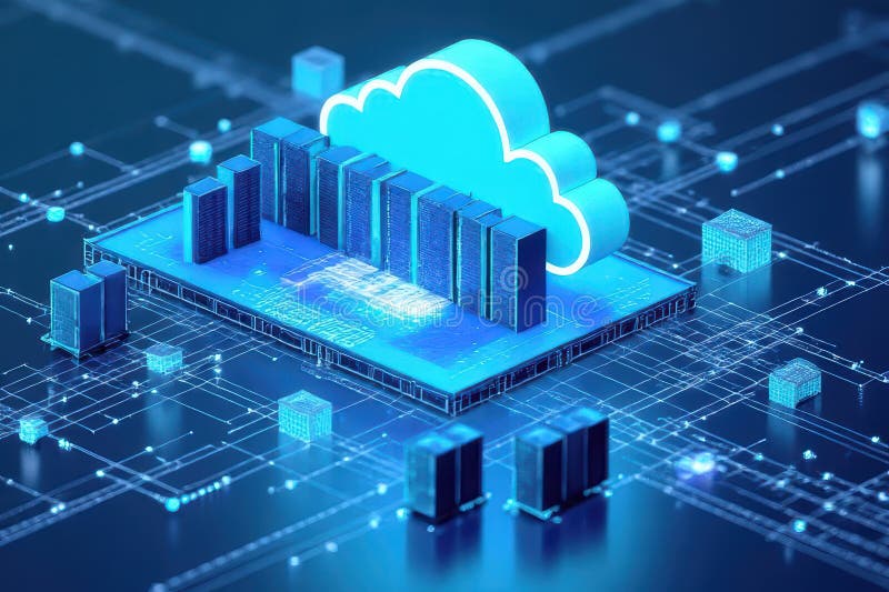 SQL Server and Cloud Computing Integration Overview Stock Illustration ...