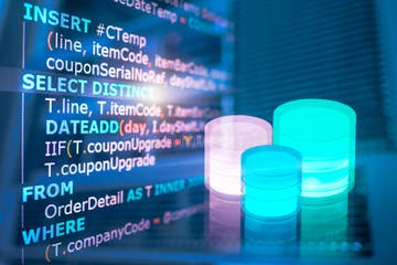 SQL (Structured Query Language) Code on Computer Monitor with Database ...