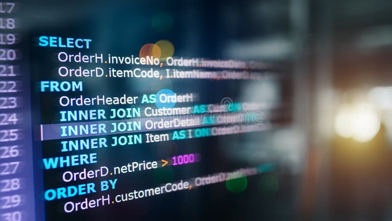 SQL (Structured Query Language) Code on Computer Monitor Stock Photo - Image of business ...