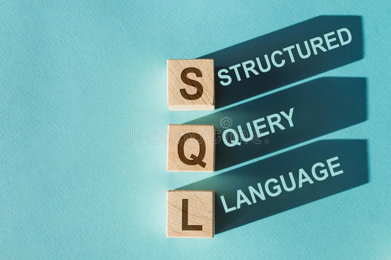 SQL Text on Wooden Blocks, Financial Business Concept, Blue Background ...