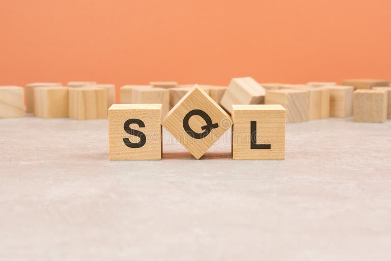SQL Wooden Blocks Word on Orange Background, Information Concepts Stock ...