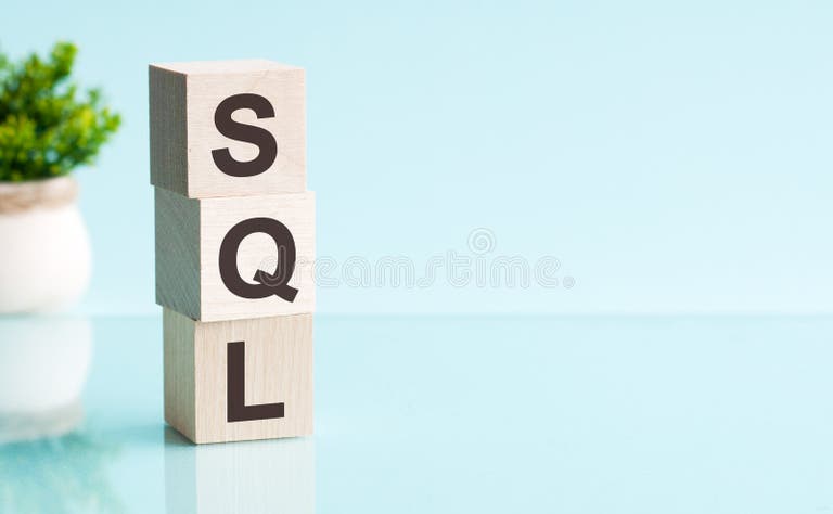 SQL Word in Wooden Blocks on Table. Blue Background, Copy Space Stock Photo - Image of block ...