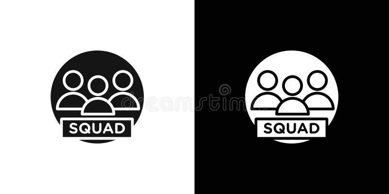 Squad Icon Flat Vector Set Outline Stock Vector - Illustration of ...