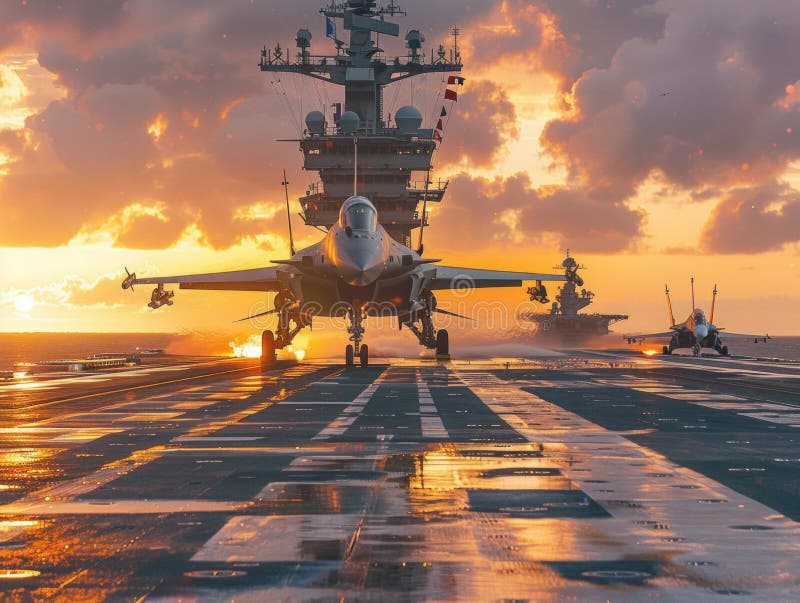 A Squadron of Powerful Fighter Jets Roaring through the Sky Above the ...
