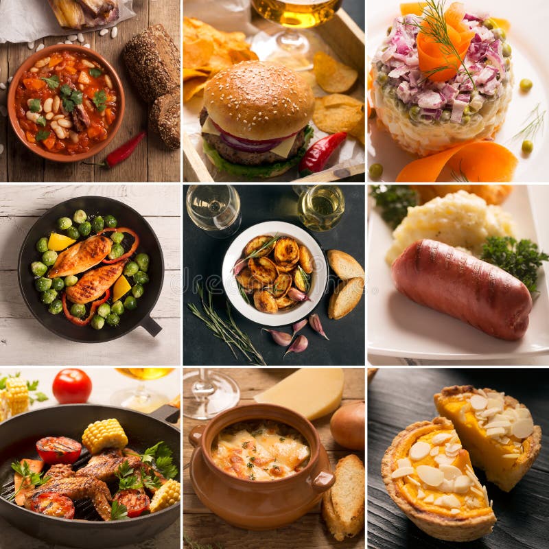 Squaer Collage of Different Pictures of Natural Food Stock Photo ...
