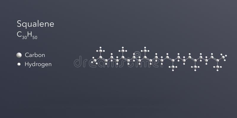 Squalene Molecule 3d Rendering, Flat Molecular Structure with Chemical ...