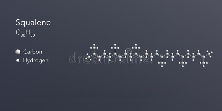 Squalene Molecule 3d Rendering, Flat Molecular Structure with Chemical ...