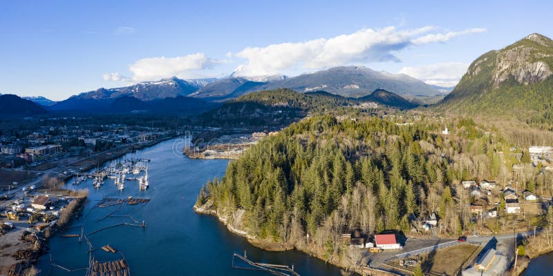 Squamish BC Canada Aerial Panoramic View Stock Image - Image of newport ...