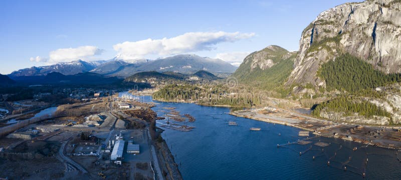 Squamish BC Howe Sound Canada Aerial Panoramic View Stock Photo - Image ...