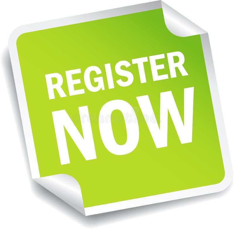 Register Now sticker stock vector. Illustration of icons - 206741606