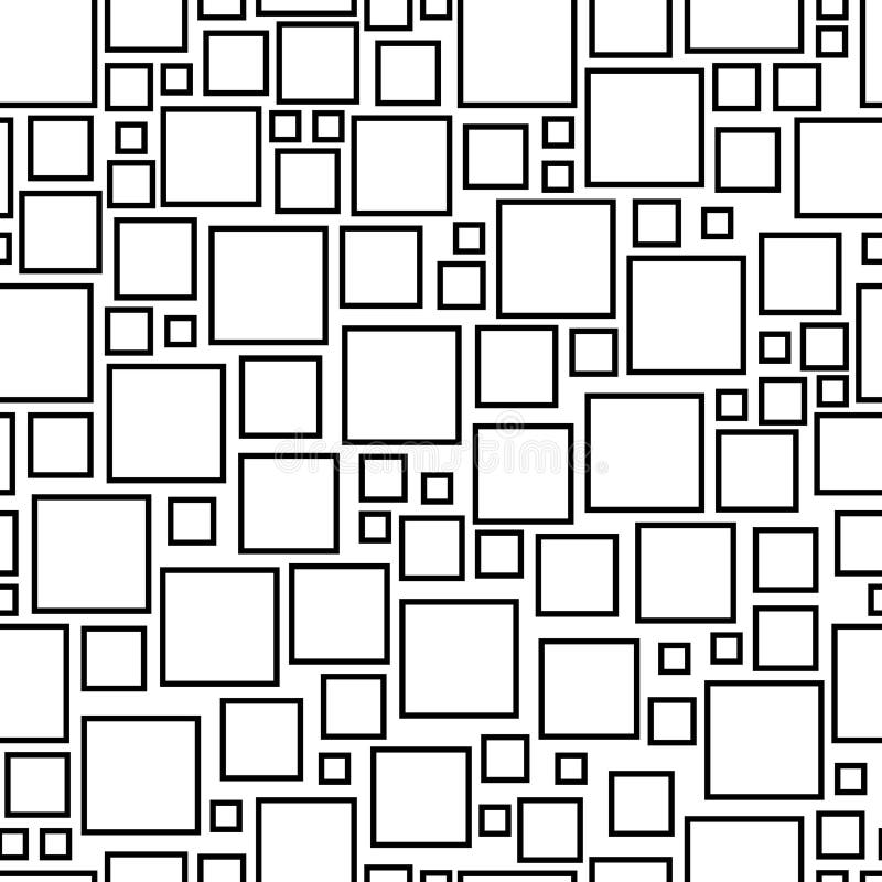Seamless Square Pattern. Vector Black and White Background. Regular ...