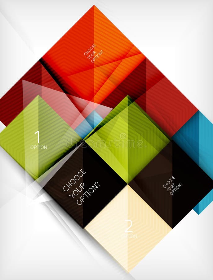 Square Abstract Background with Option Elements, Paper Design Style ...