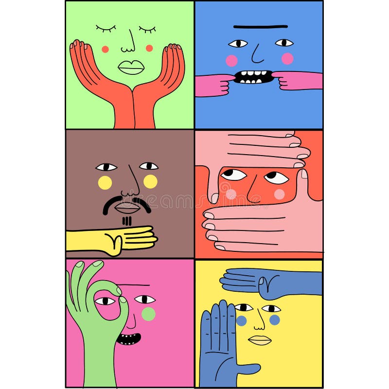 Square abstract Faces stock vector. Illustration of head - 216172738