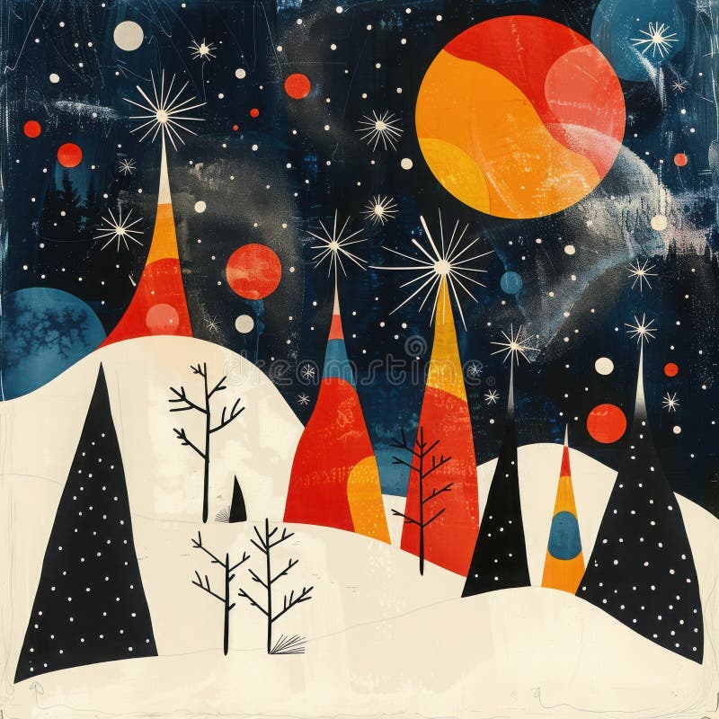 Christmas in Outer Space stock illustration. Illustration of white ...