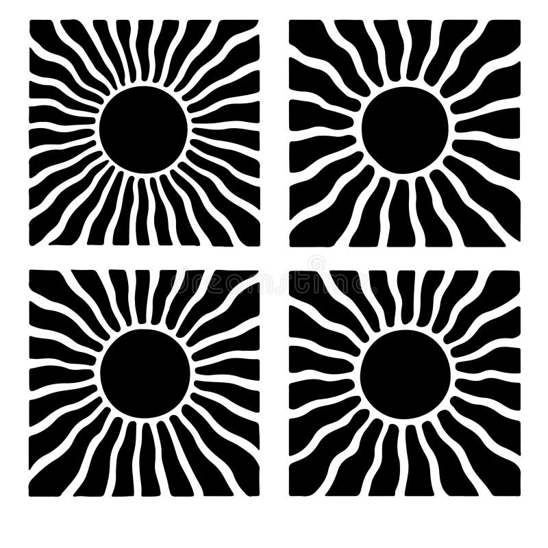 Square Abstract Sun Collection in Boho Vector Style Stock Vector ...