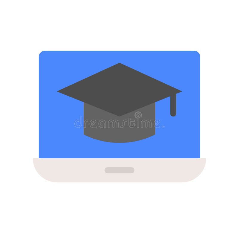 Square Academic Cap on Laptop Screen, Online Learning Course Con Stock ...