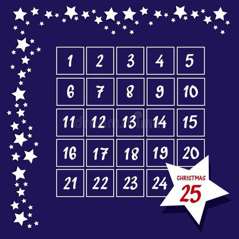 Square Advent Calendar with a Frame of White Stars on the Left on a ...