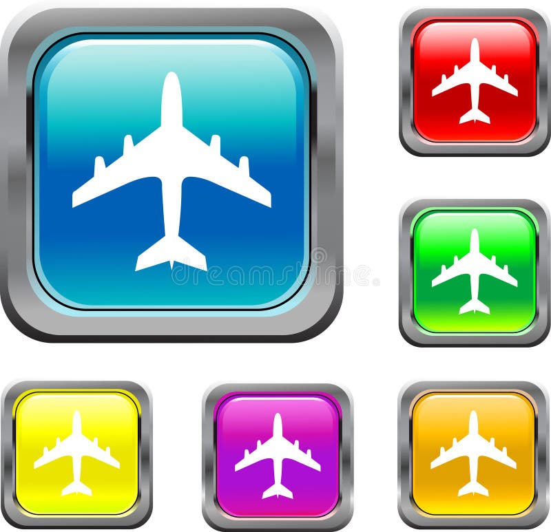 Square Air Plane Buttons stock vector. Illustration of orange - 3932210